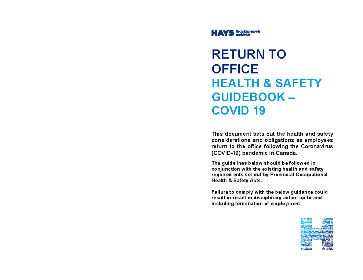 H SGuidebook final PDF - RETURN TO OFFICE HEALTH & SAFETY GUIDEBOOK ...