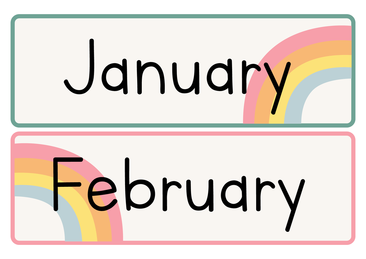 Months of the Year Boho Rainbow Display - Lingüística en inglés ...