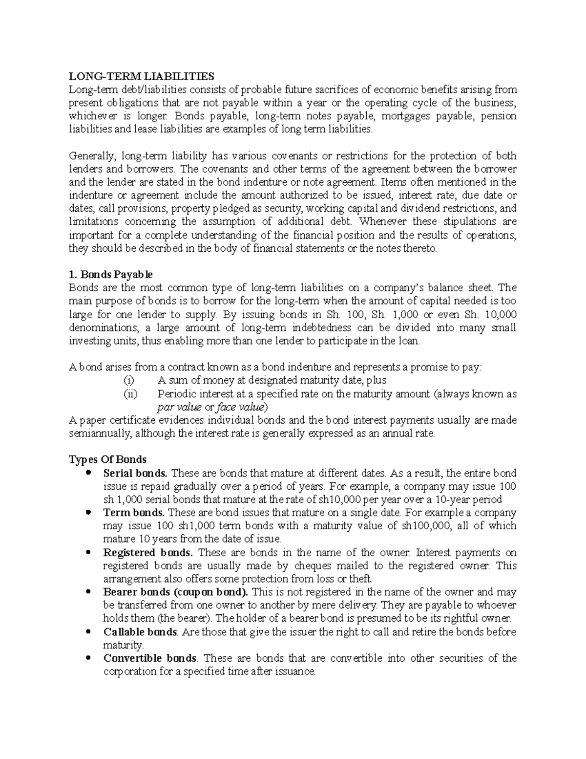 LONG TERM Liabilities notes - LONG-TERM LIABILITIES Long-term debt ...