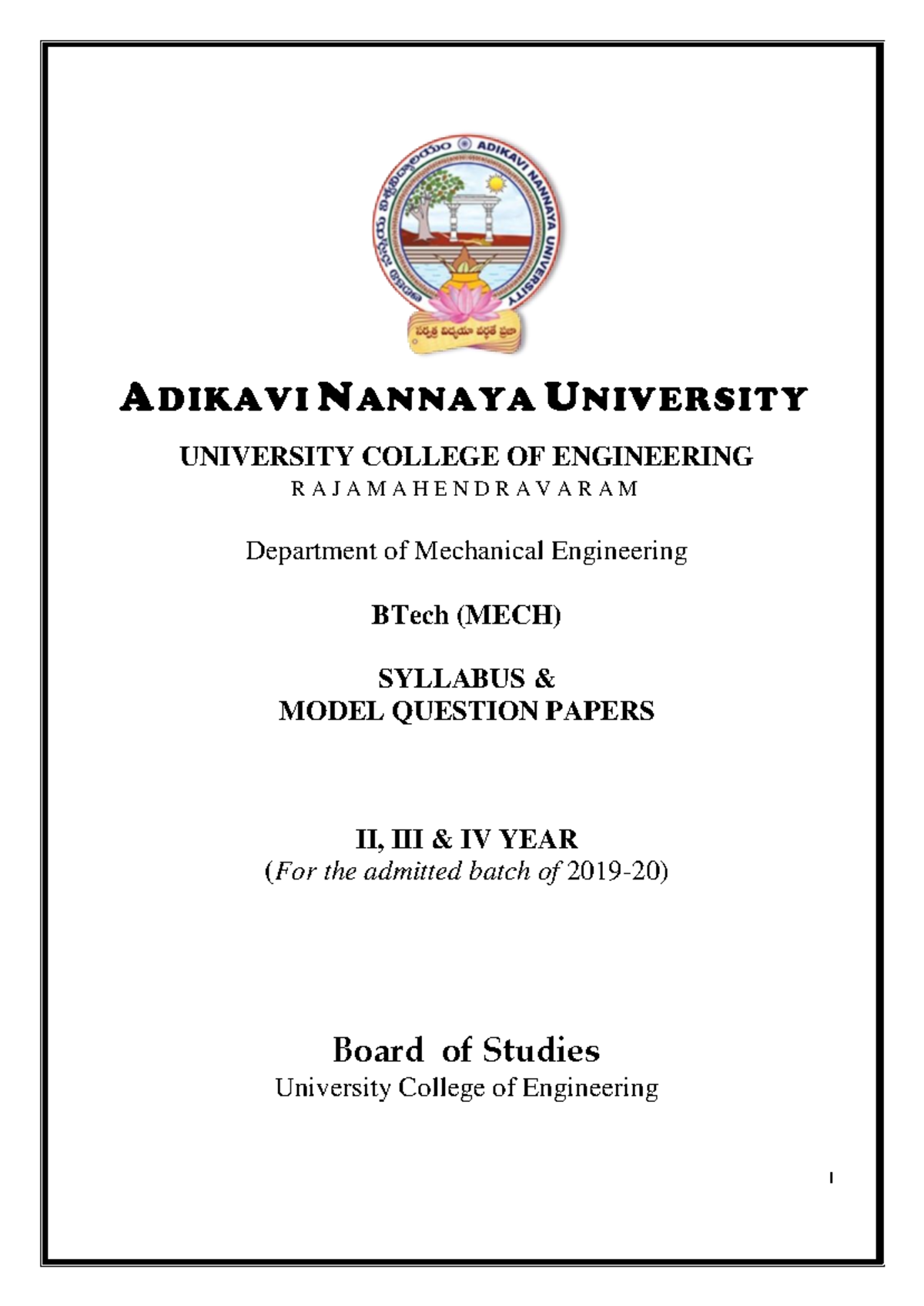 AKNU - B.Tech Mech(2019-20) III - VIII Sem - ADIKAVI NANNAYA UNIVERSITY ...