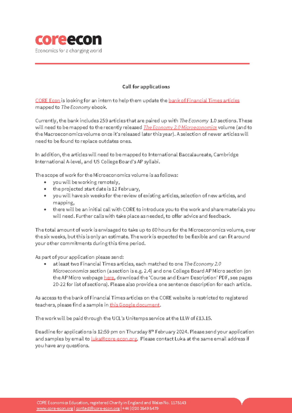 CORE FT articles mapping - call 2024 - CORE Economics Education ...