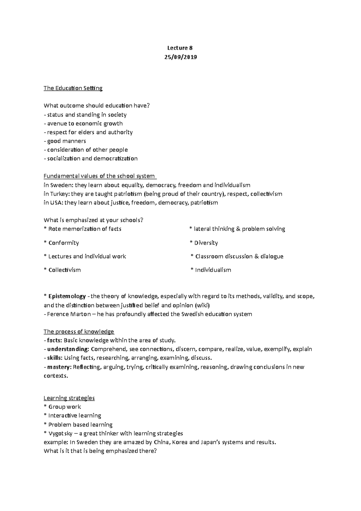 Communication in a cross-cultural context - Notes from Lecture 8 ...