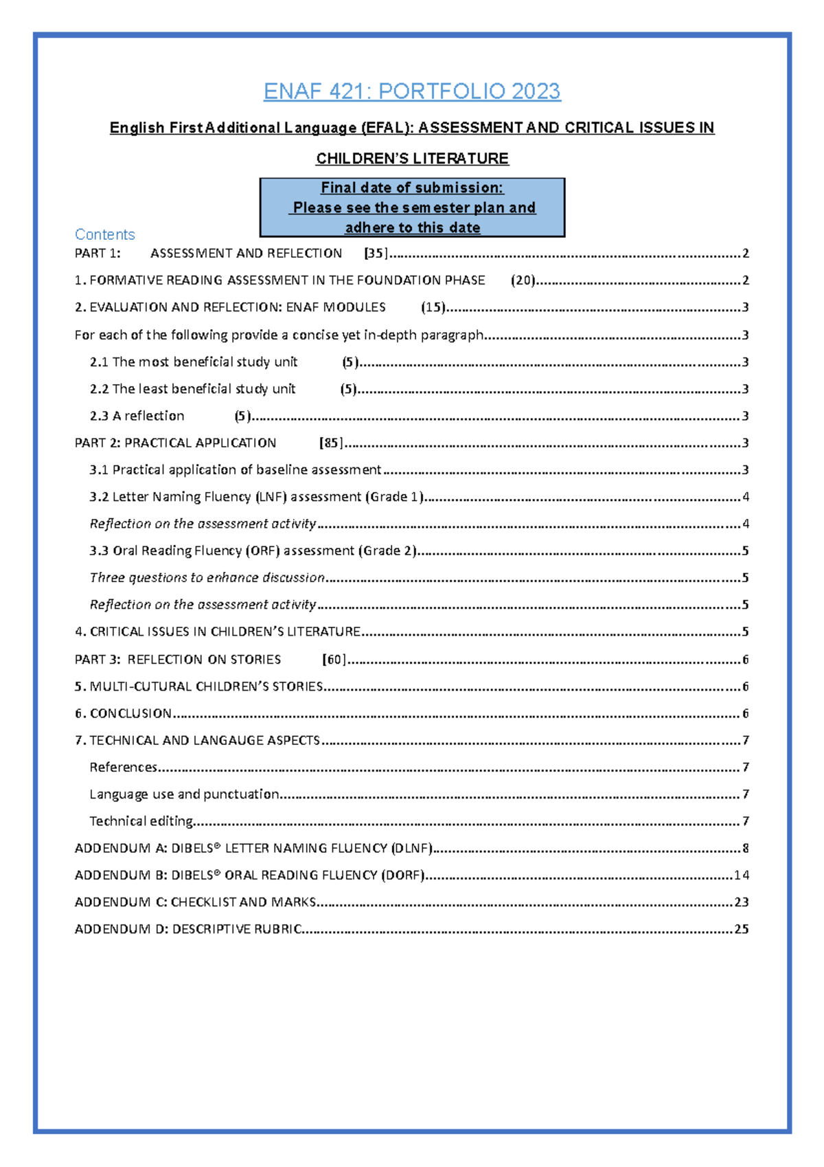 ENAF 421 Portfolio 2023 final-1 - English First Additional Language ...