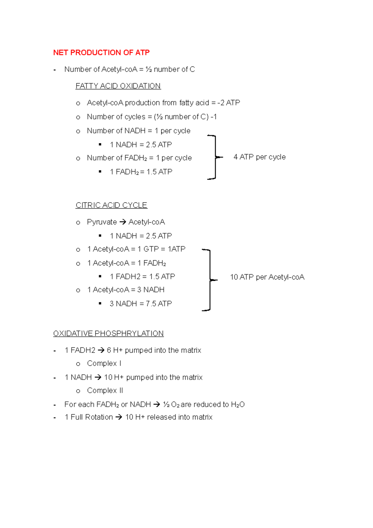 ATP Yield summary for respiration - NET PRODUCTION OF ATP - Number of ...