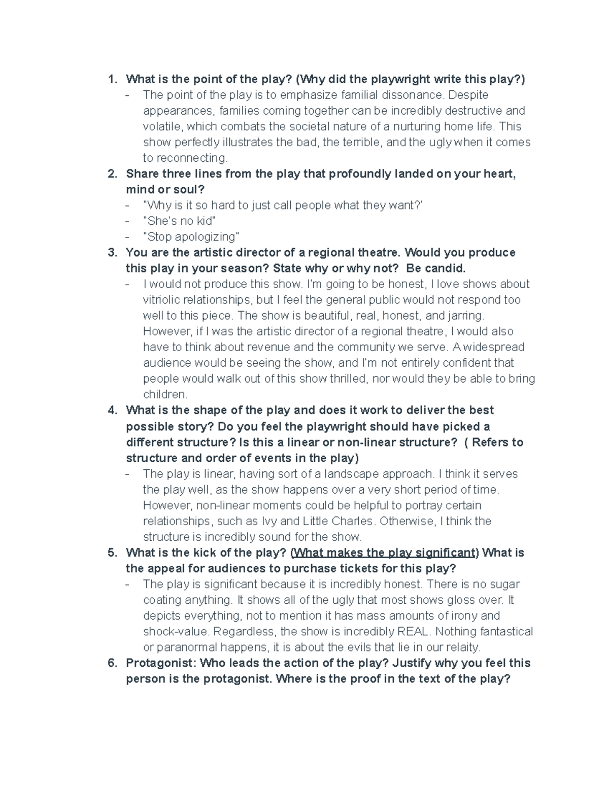 AOC analysis - What is the point of the play? (Why did the playwright ...