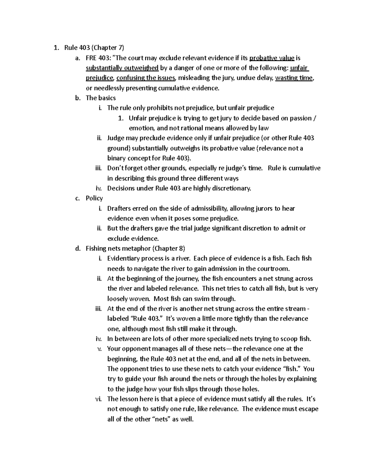 1.B Unfair Prejudice Rule of Completeness Preliminary Questions - Rule ...