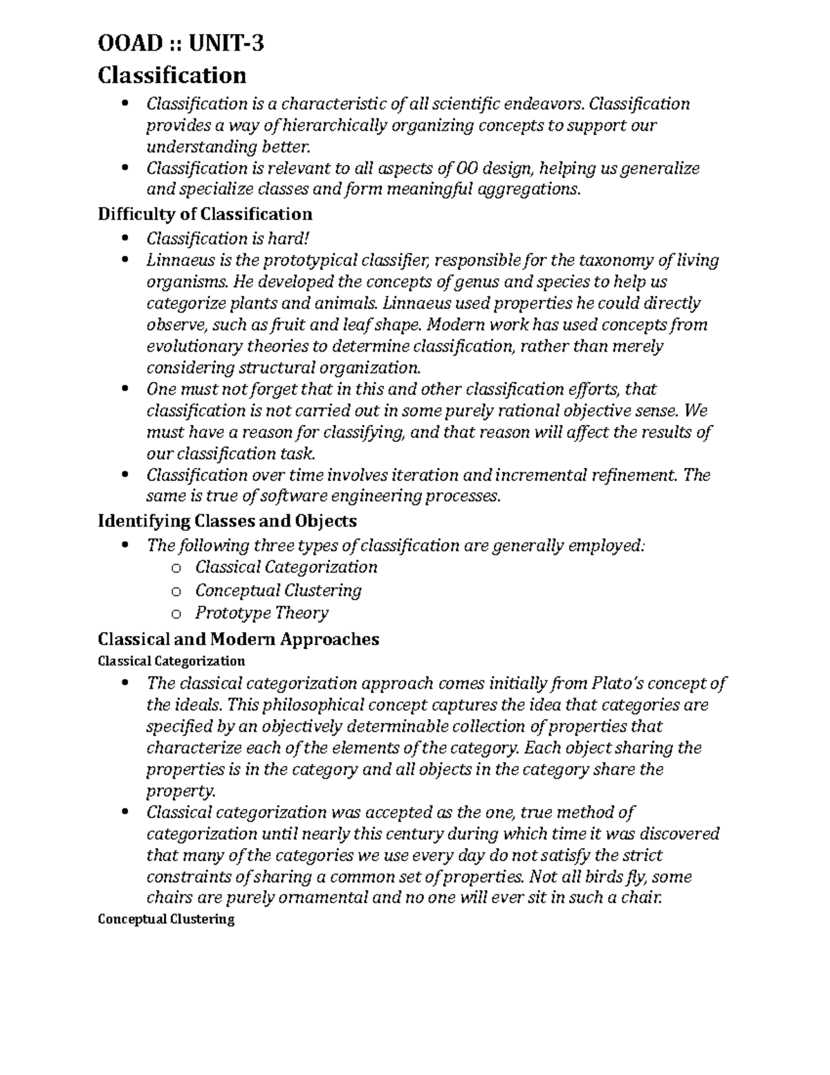 OOAD-UNIT-3 - It is the easy way to understand - OOAD :: UNIT- Classification Classification is ...