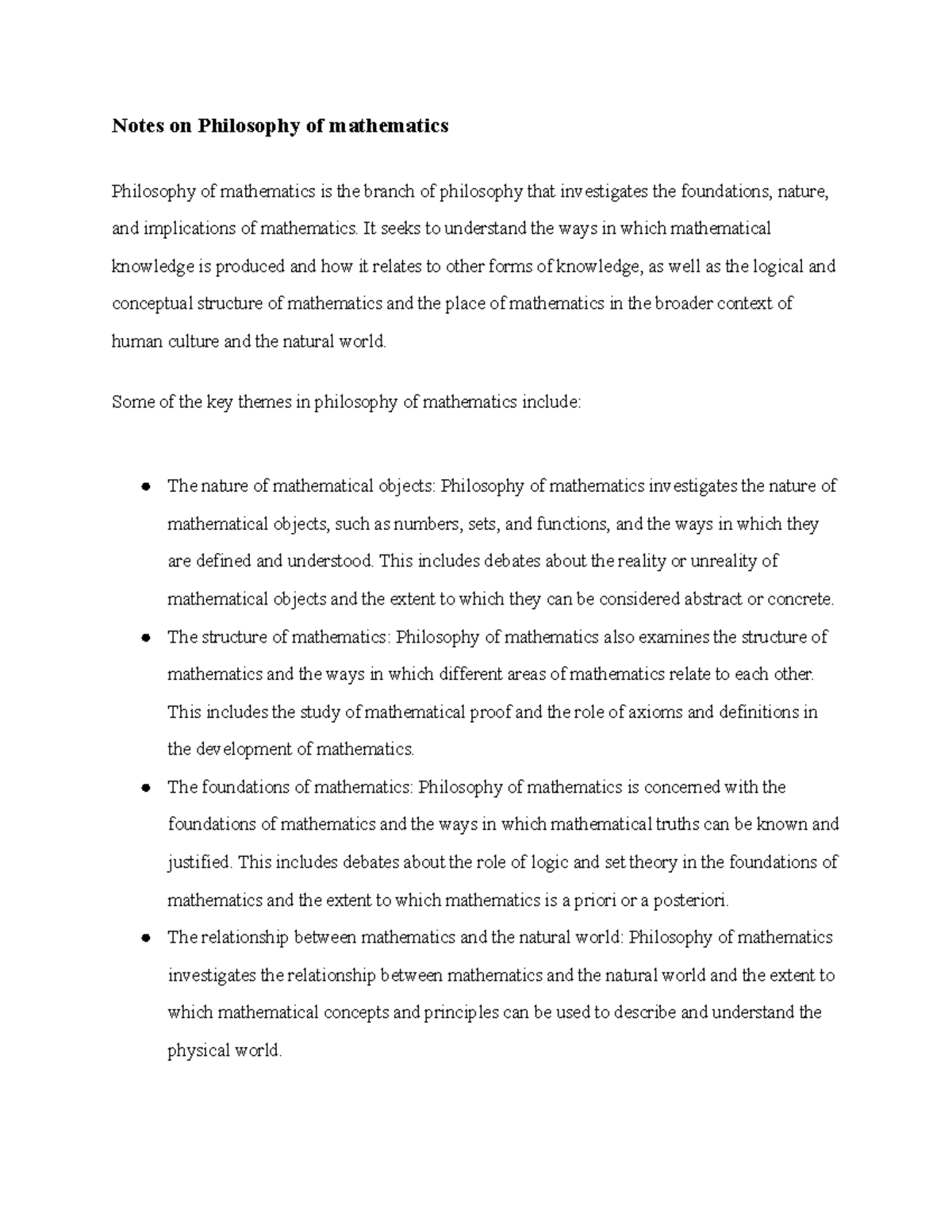 Philosophy -10 - Nicole J Hassoun - Notes on Philosophy of mathematics ...