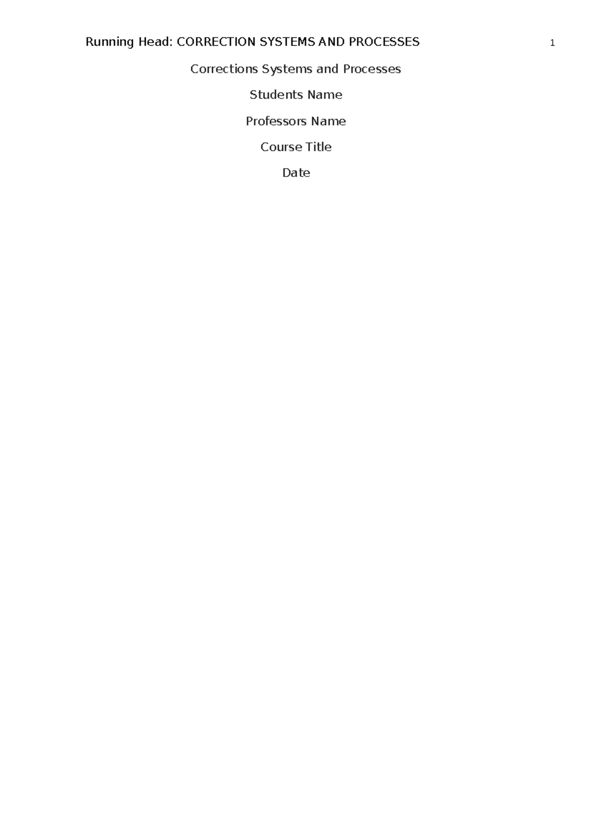 Corrections Systems - Human Resource management - Running Head ...