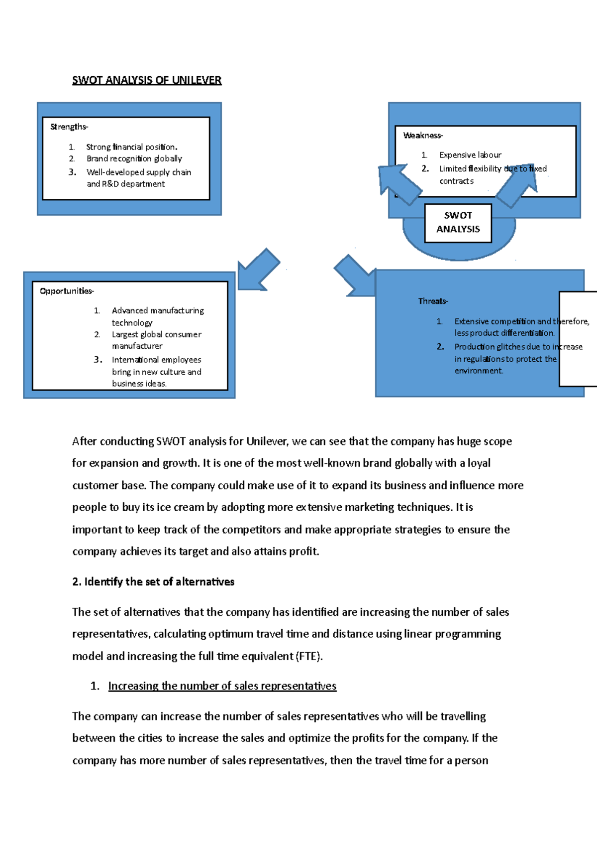 Unilever ice cream- group 4 - SWOT ANALYSIS OF UNILEVER After ...