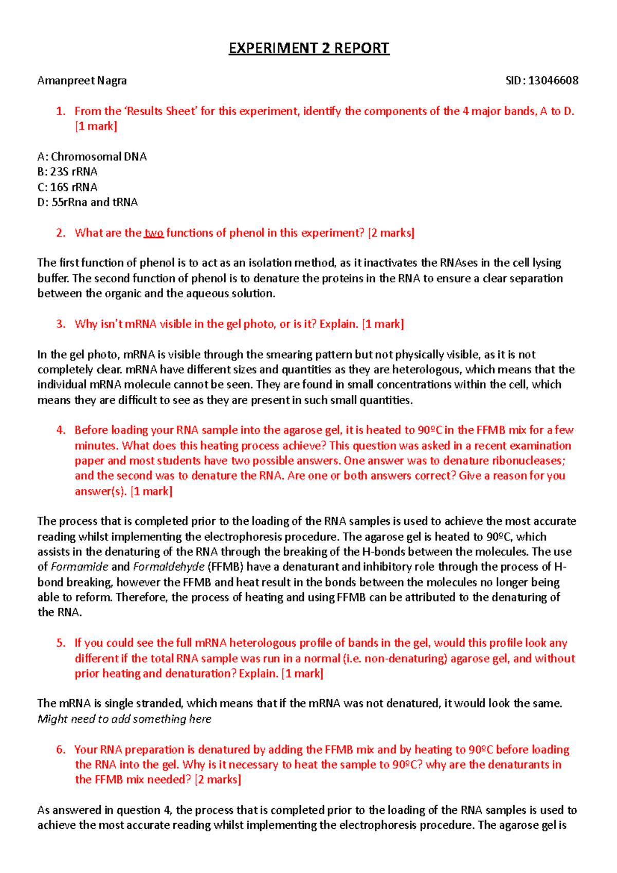 Experiment 2 Report - EXPERIMENT 2 REPORT Amanpreet Nagra SID: 13046608 ...