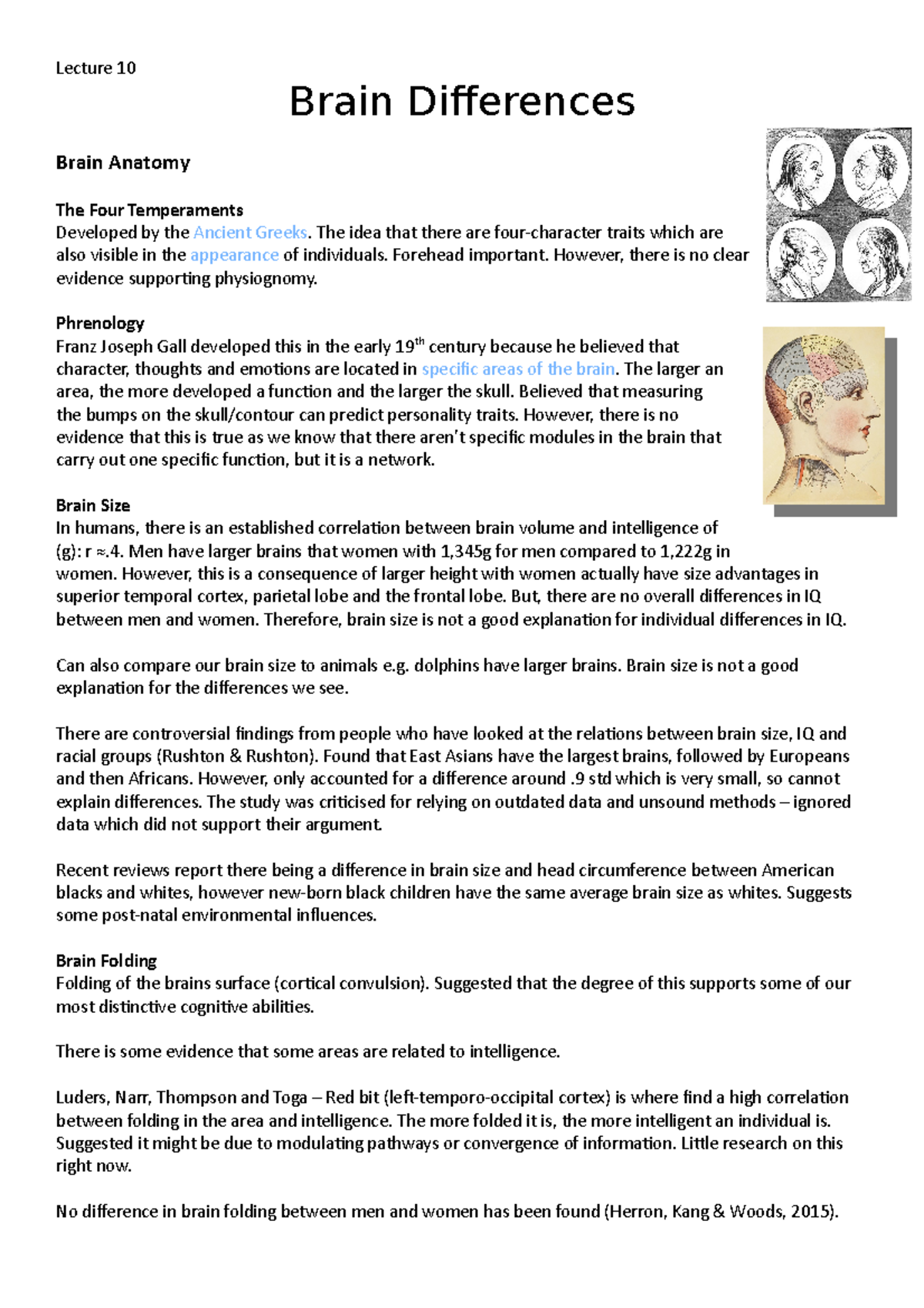Lecture 10 - Brain Differences - Lecture 10 Brain Differences Brain ...