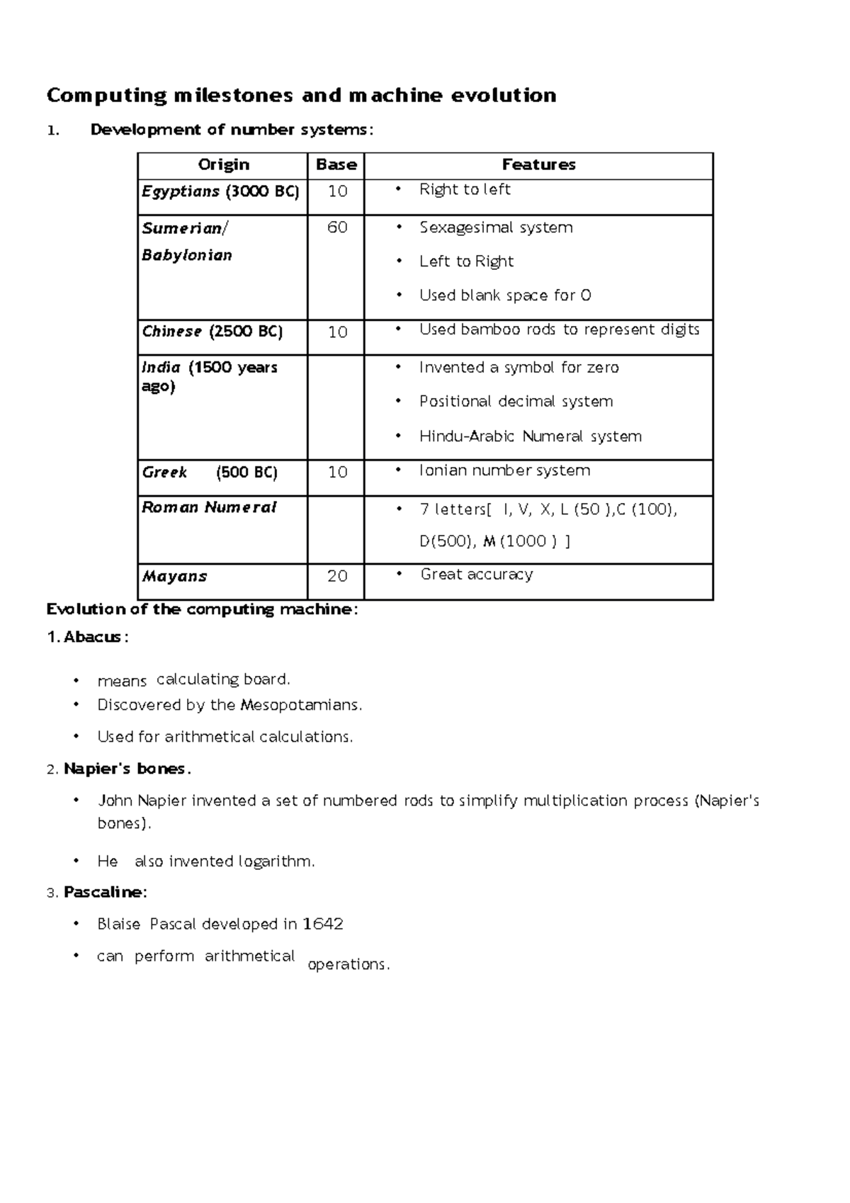 Computing milestones and machine evolution - Computing milestones and ...