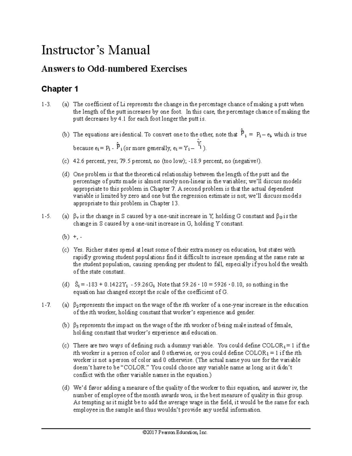 01 IM EOC Answers 7e Updated - Instructor’s Manual Answers to Odd-numbered Exercises Chapter 1 1 ...