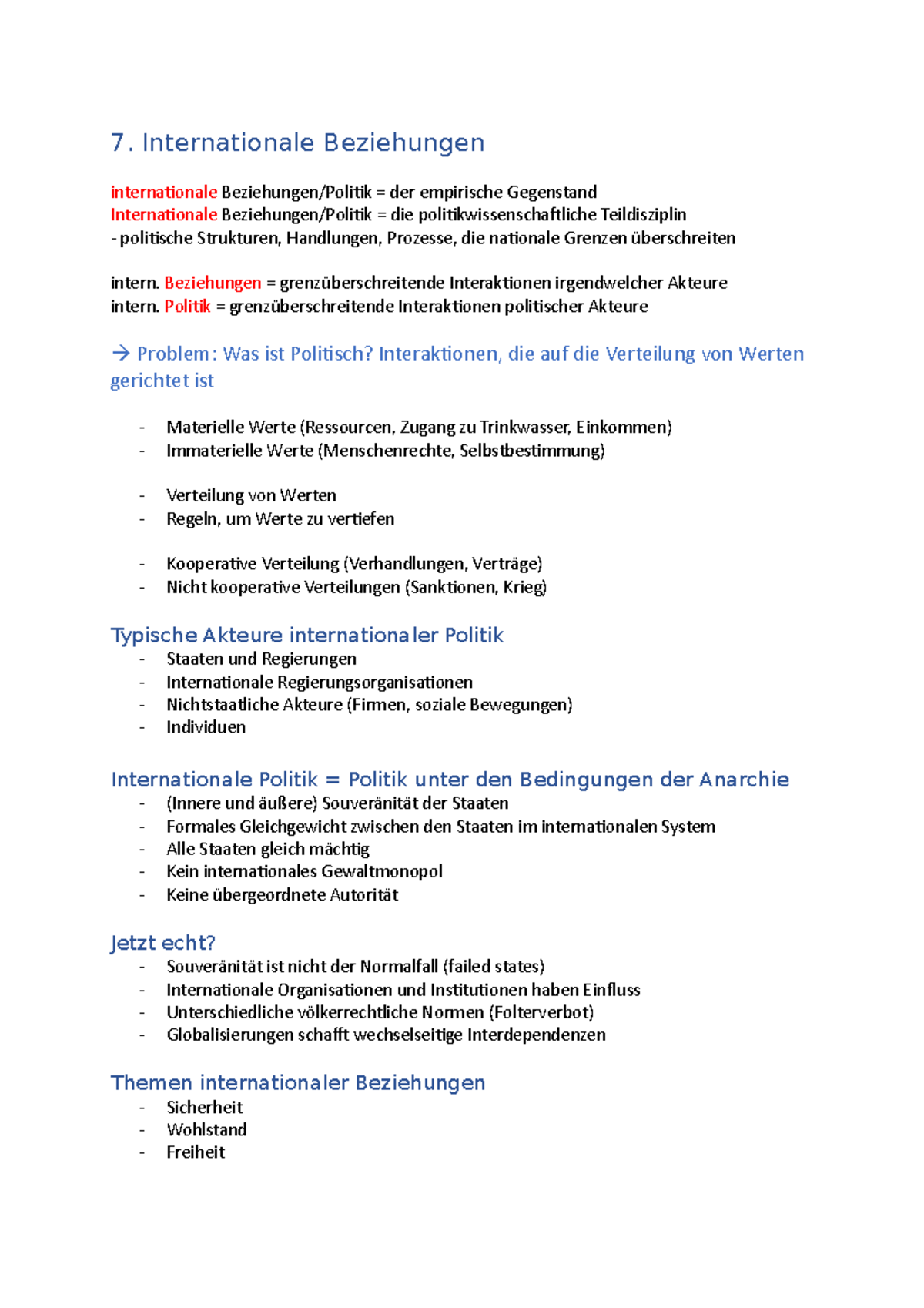 Internationale Beziehungen - 7. Internationale Beziehungen ...