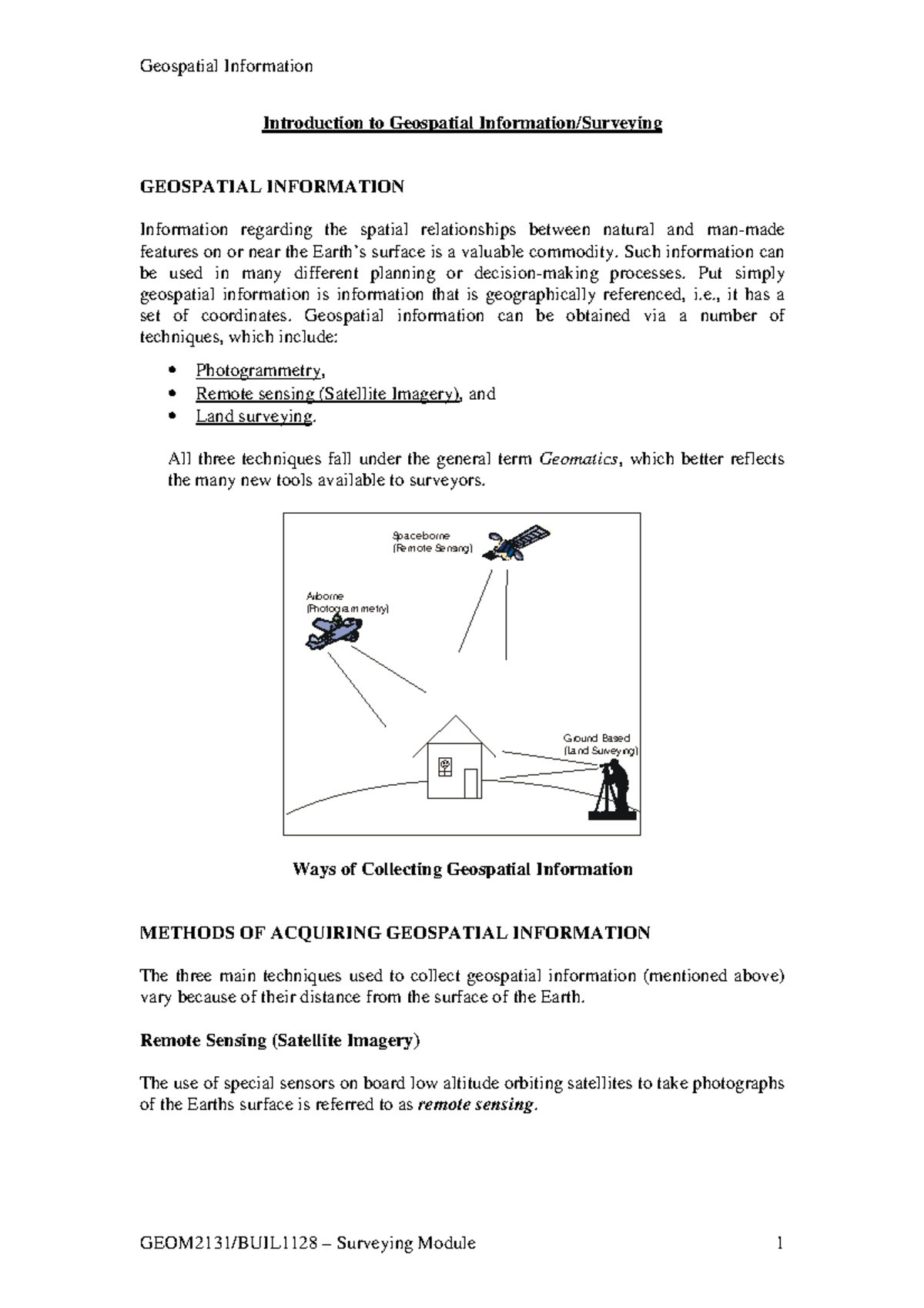 A Geospatial Information - Introduction to Geospatial Information ...