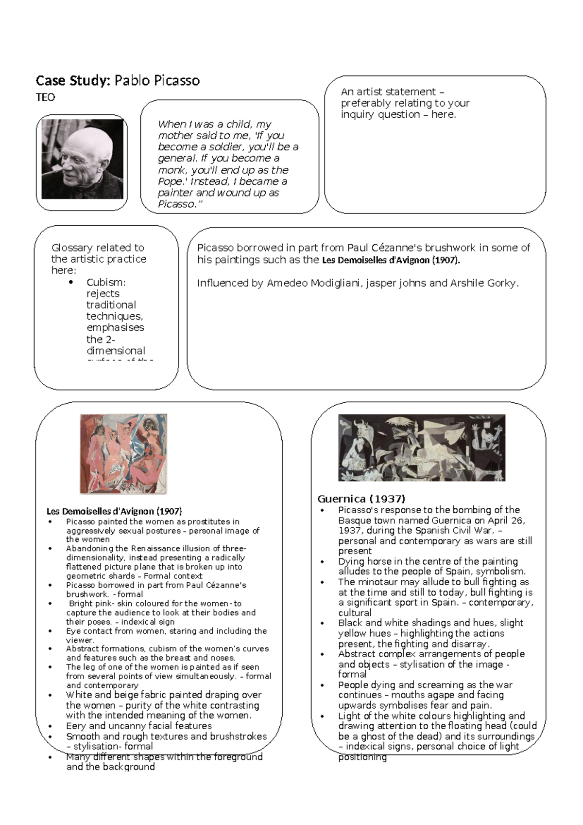Picasso case study - wertyuioiuygtfdsxcvbnm - Case Study: Pablo Picasso ...