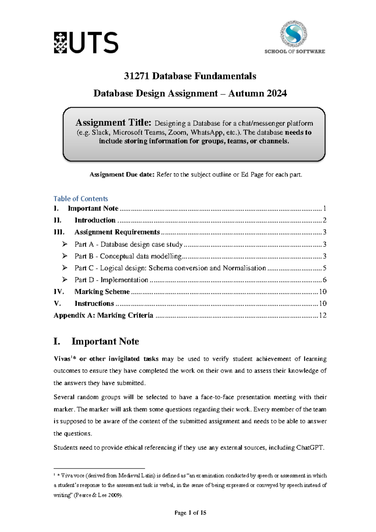 0-4-31271 DBdesign Assignment Specification A2024 - 31271 Database Fundamentals Database Design ...