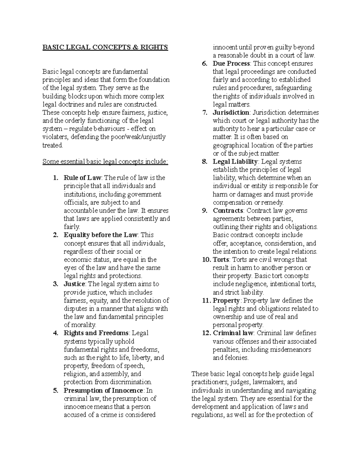Lawsoc legal concept - notes regarding BlC - BASIC LEGAL CONCEPTS ...