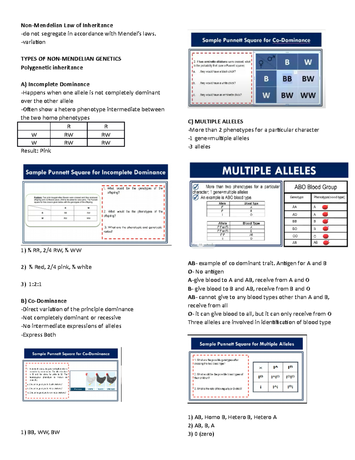 Gen Bio Non Mendelian - Notes about Genetics and Heredity, are useful ...