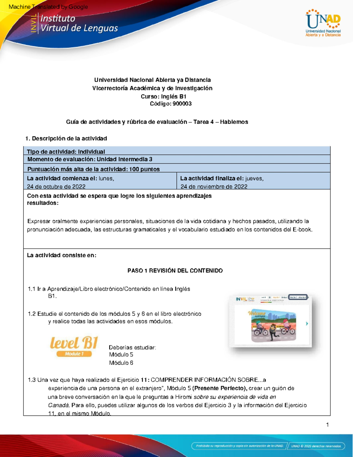 Español Activities guide and evaluation rubric - Unit 3 - Task 4 - Lets ...