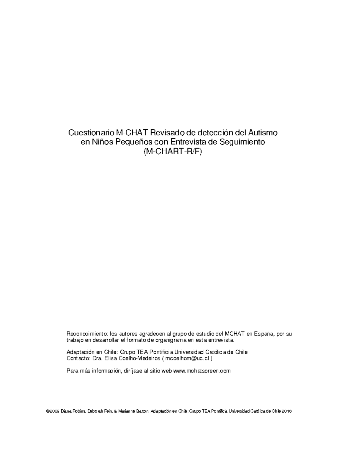 M-CHAT-R F Espanol-Chile 2017 - Cuestionario M-CHAT Revisado de ...