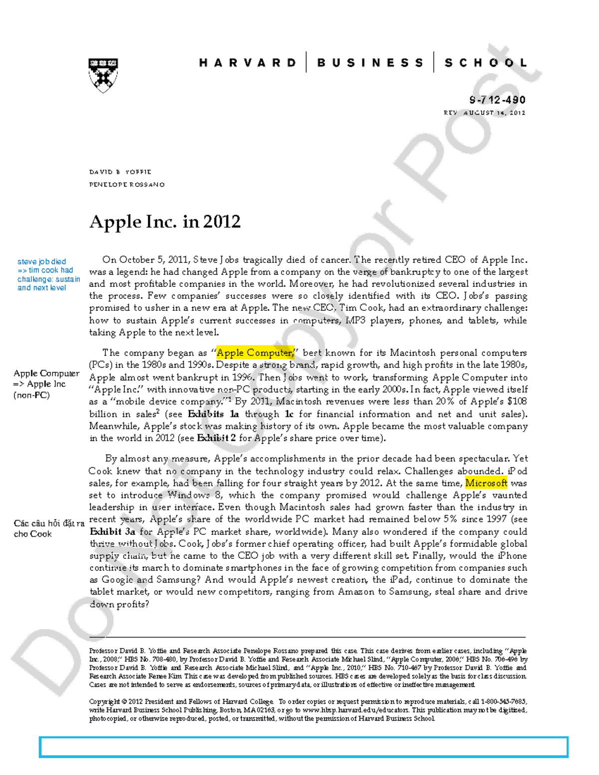 Case 3 Apple - 9 - 712 -4 90 R E V : A U G U S T 1 4 , 2 0 1 2 - Studocu