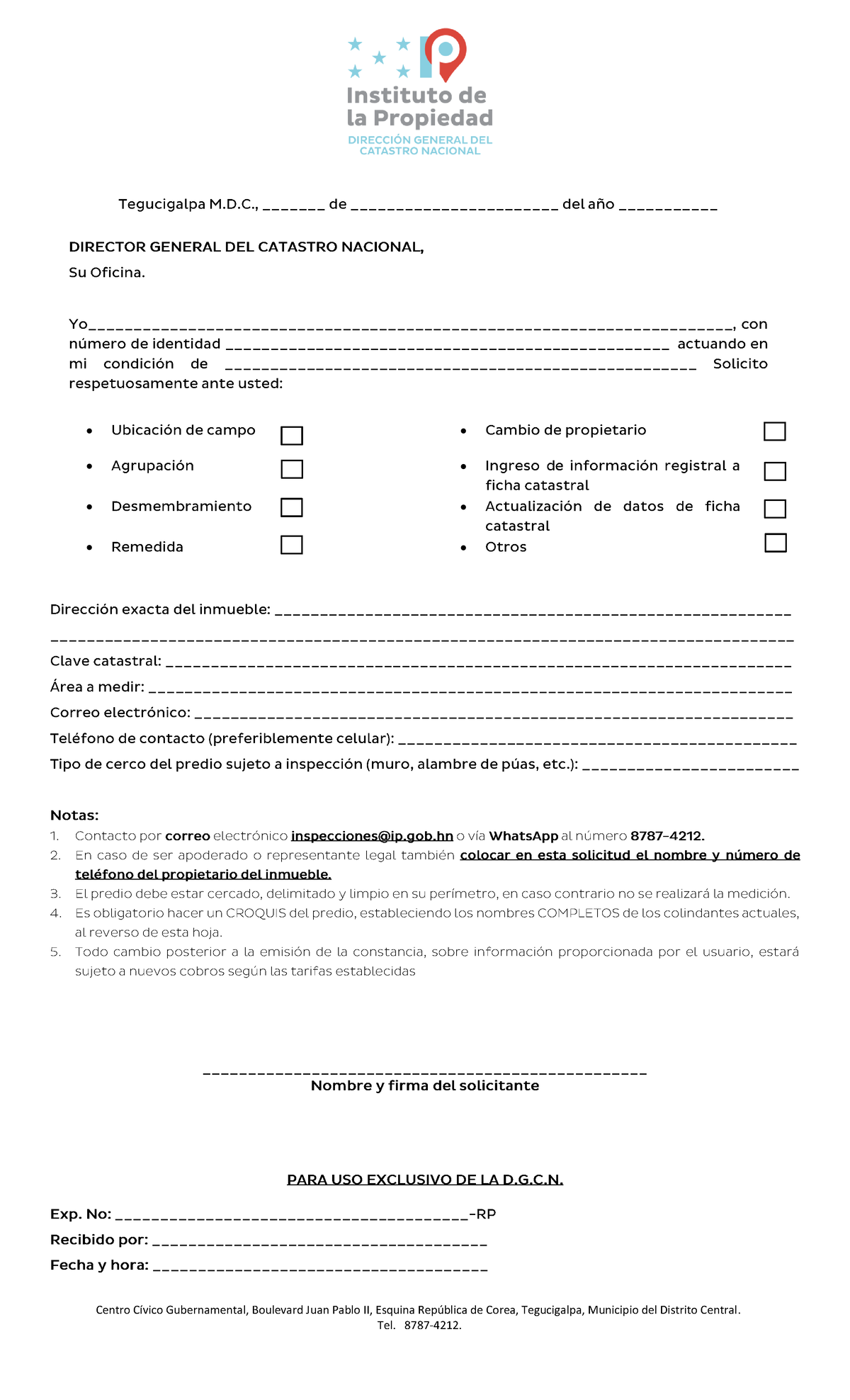 Formato DE Solicitud EXP RP TGU 2022 tegucigalpa - Centro Cívico ...