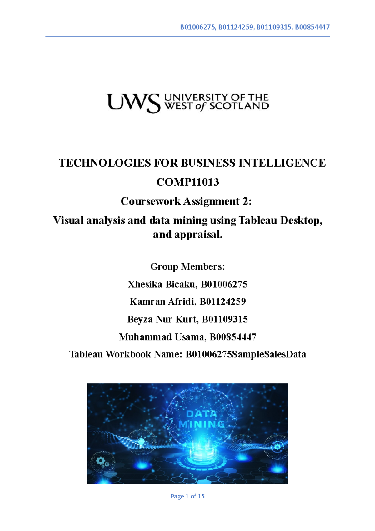 Technologies FOR Business Intelligence - TECHNOLOGIES FOR BUSINESS ...