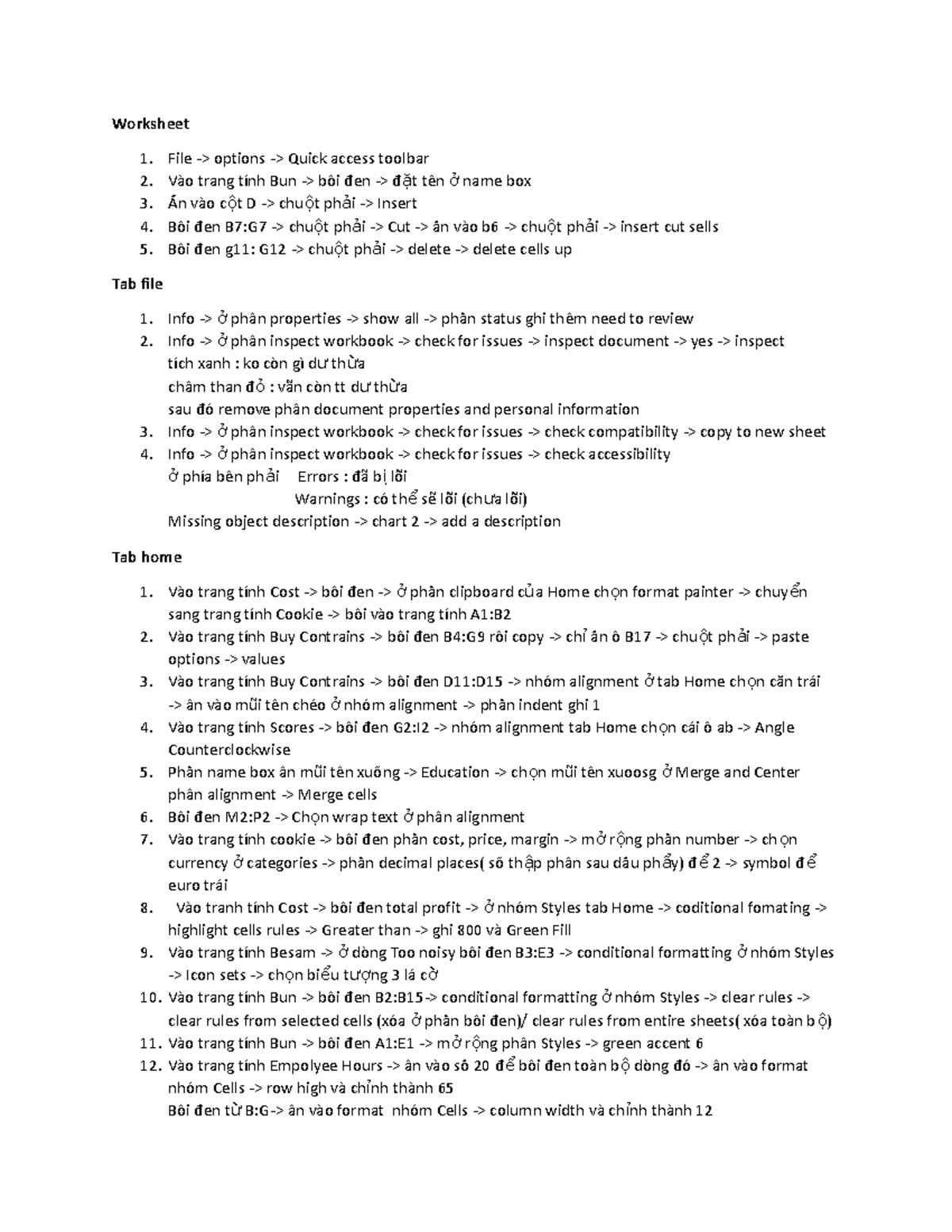 Tab file - mos 2019 - Worksheet 1. File -> options -> Quick access ...