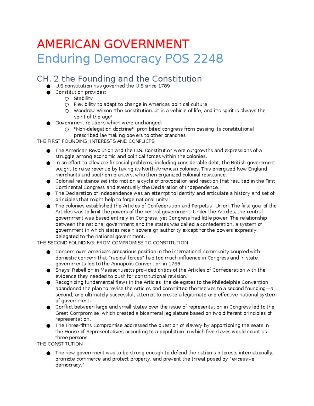 American Gov't Notes - AMERICAN GOVERNMENT Enduring Democracy POS 2248 ...