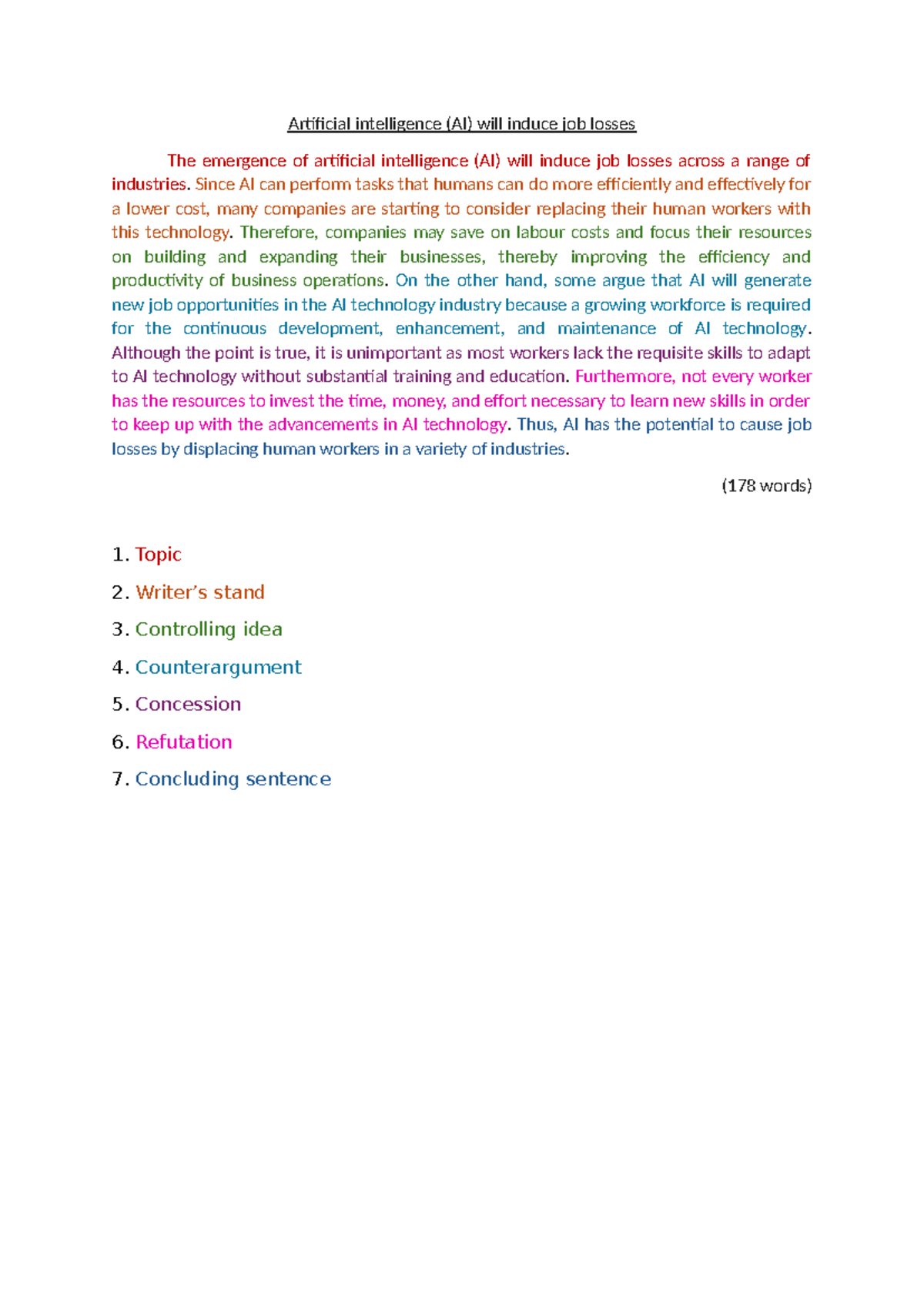 GLT1024 Argumentative paragraph - Artificial intelligence (AI) will ...