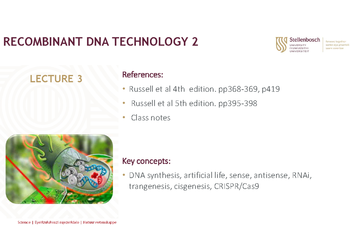 Lecture 3 RDT-2 - Class notes - LECTURE 3 References: Russell et al 4th ...