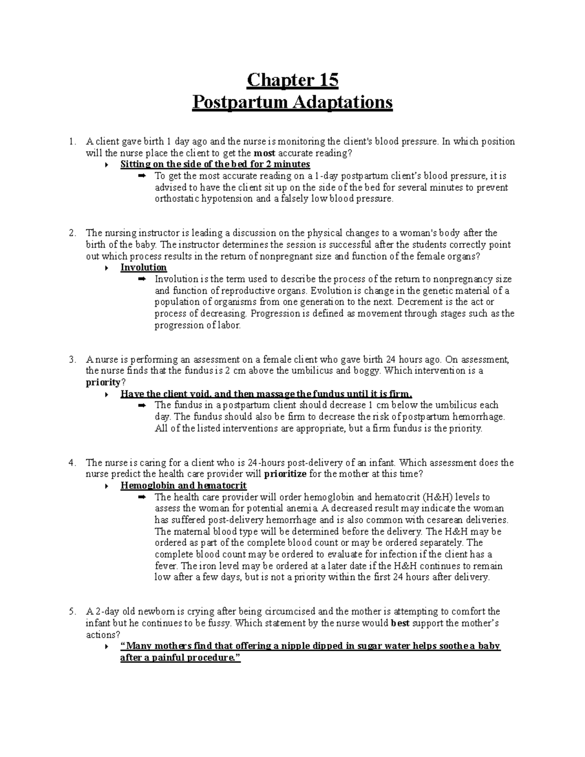 Chapter 15. Postpartum Adaptations - In which position will the nurse ...