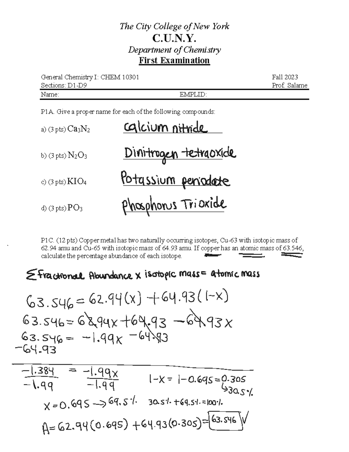 E1-F2023-C103 - Practice for exams 1,2,3 - The City College of New York ...