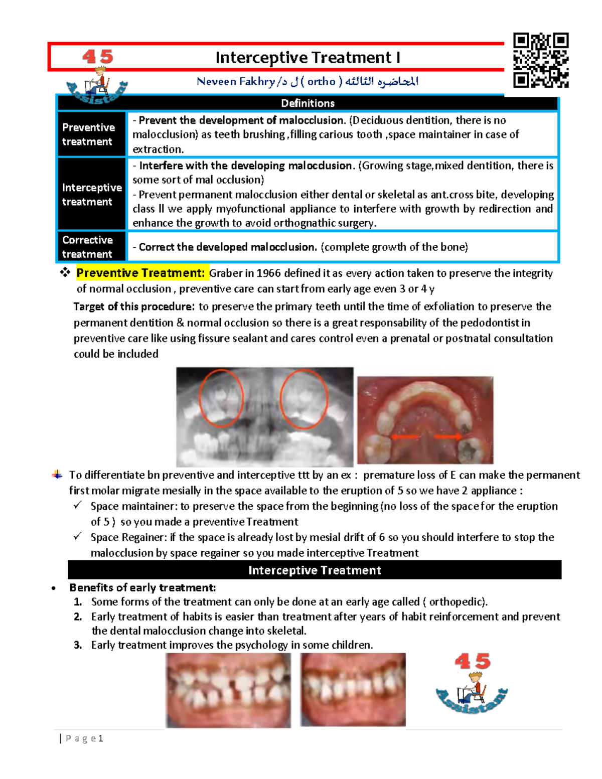 03- Interceptive Treatment I - | P a g e 1 Interceptive Treatment I Neveen Fakhry) ل د/ortho ...