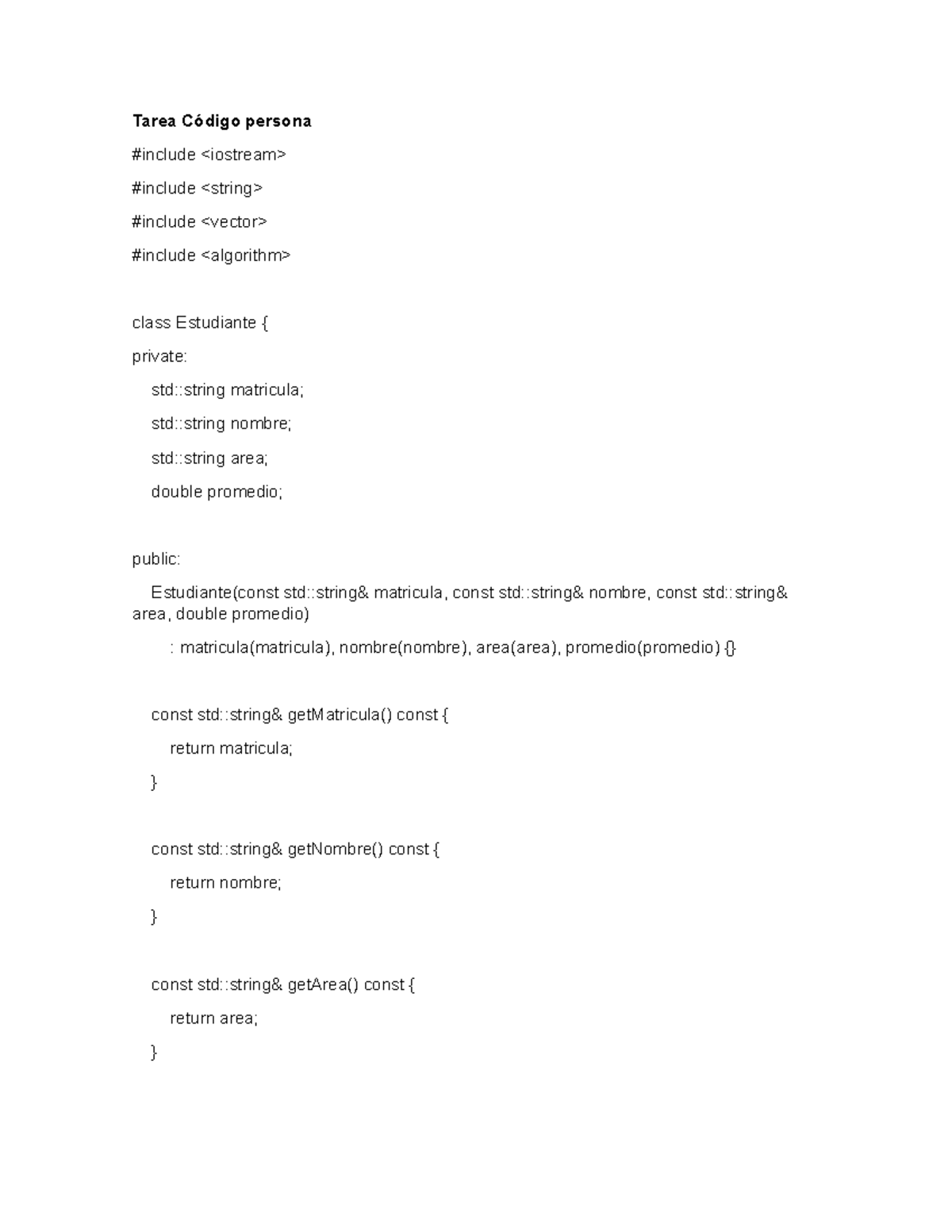 Tarea Código persona - ejercicios - Tarea Código persona #include #include - Studocu