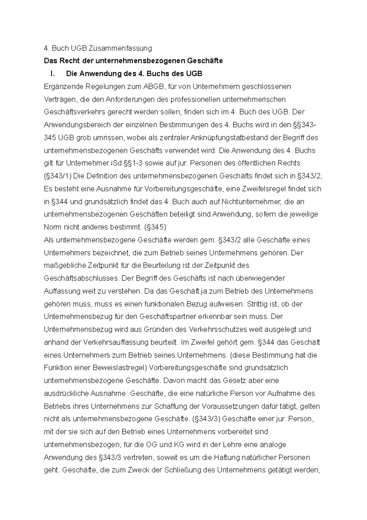 4. Buch UGB Zusammenfassung - Buch UGB Zusammenfassung Das Recht der ...
