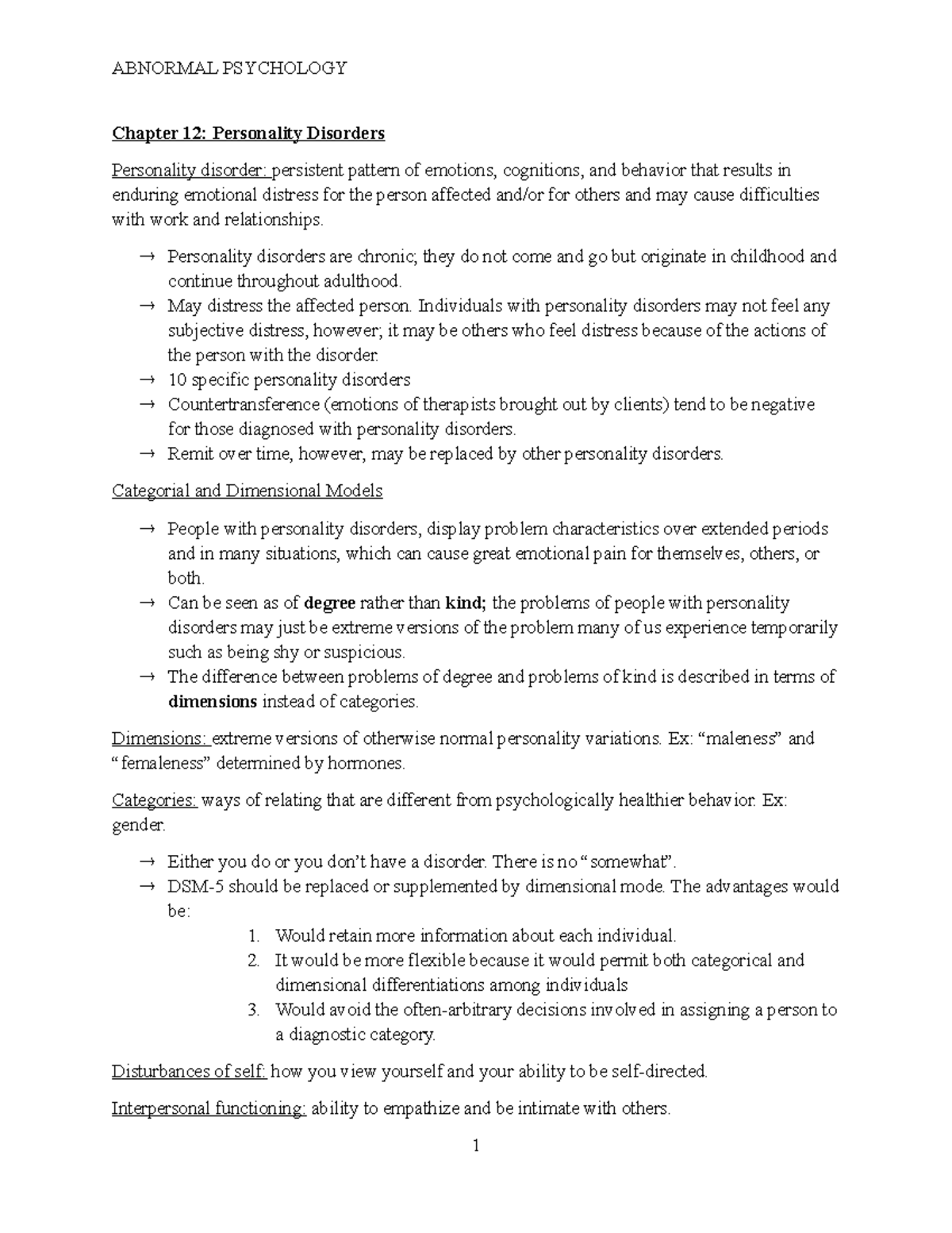 Abnormal Pysch Final Notes - ABNORMAL PSYCHOLOGY Chapter 12 ...