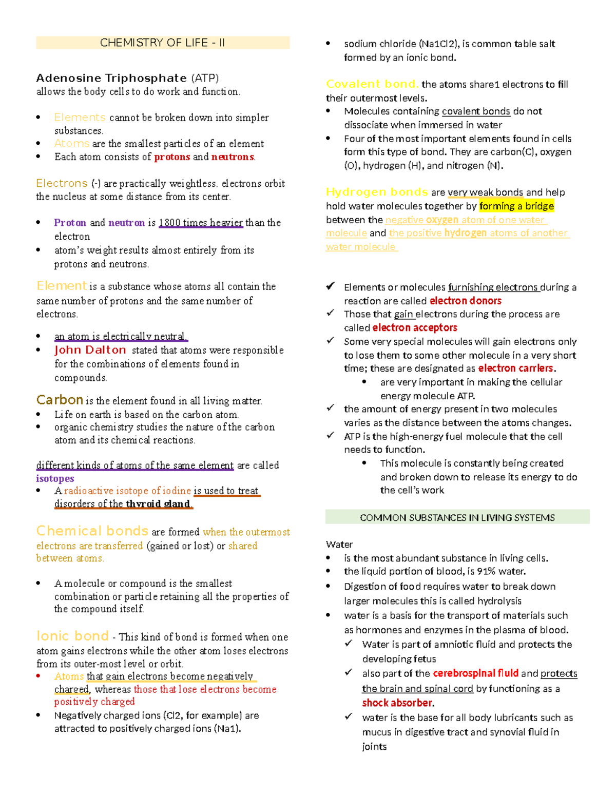 Chemistry of life - CHEMISTRY OF LIFE - II Adenosine Triphosphate (ATP ...