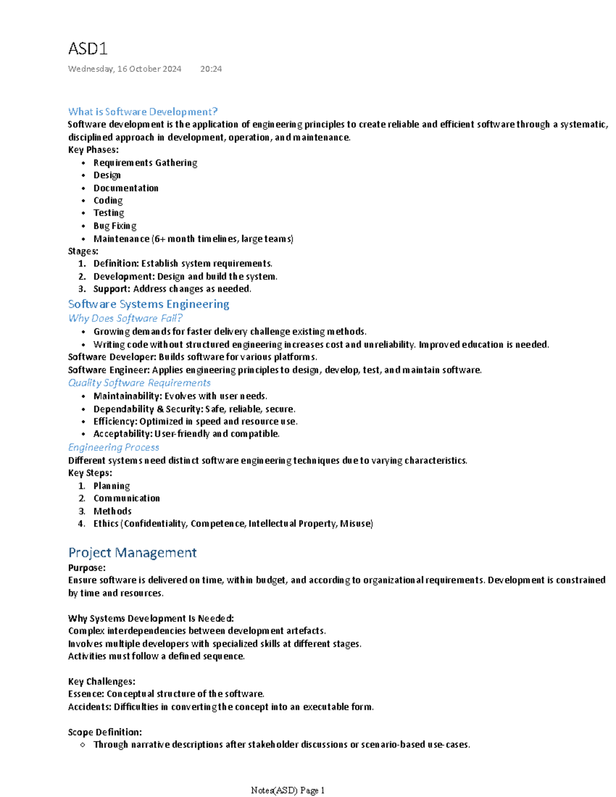 Advanced Software Design I - What is Software Development? Software ...