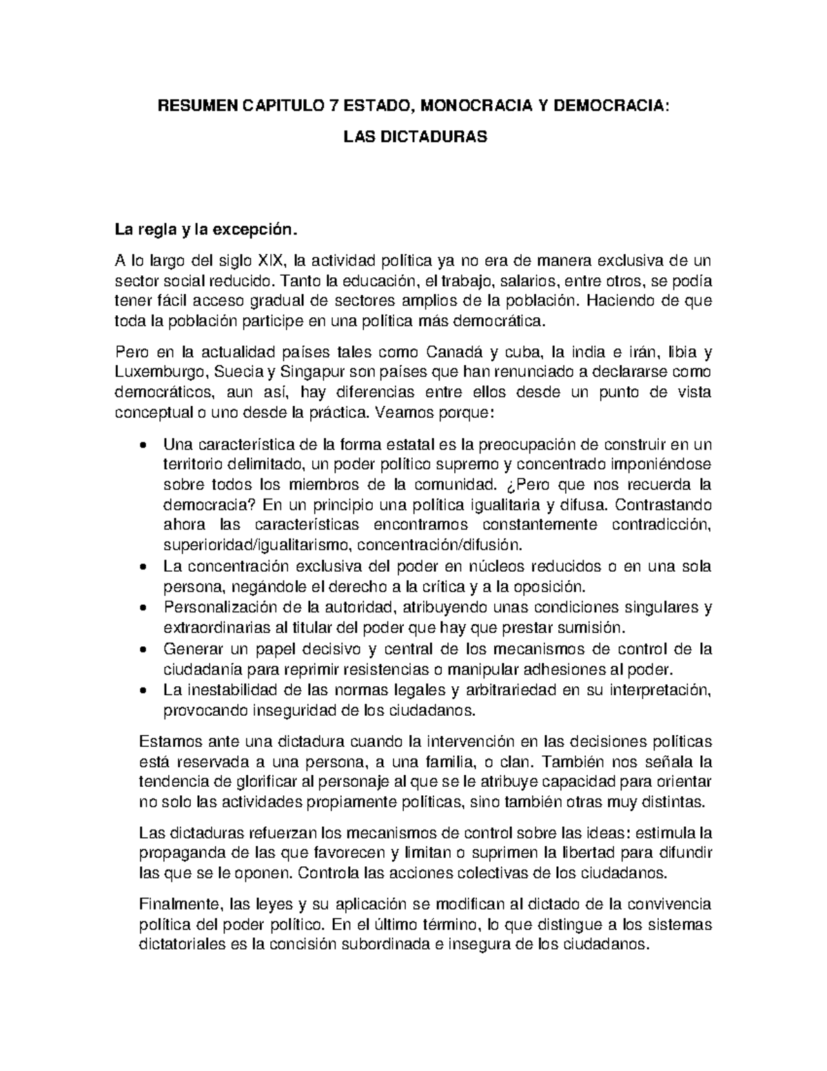 Resumen Capitulo 7 Estado - RESUMEN CAPITULO 7 ESTADO, MONOCRACIA Y ...