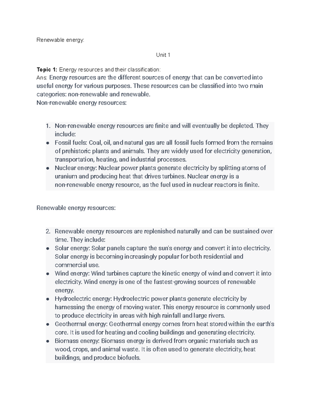 Unit 1 - Renewable energy: Unit 1 Topic 1: Energy resources and their ...