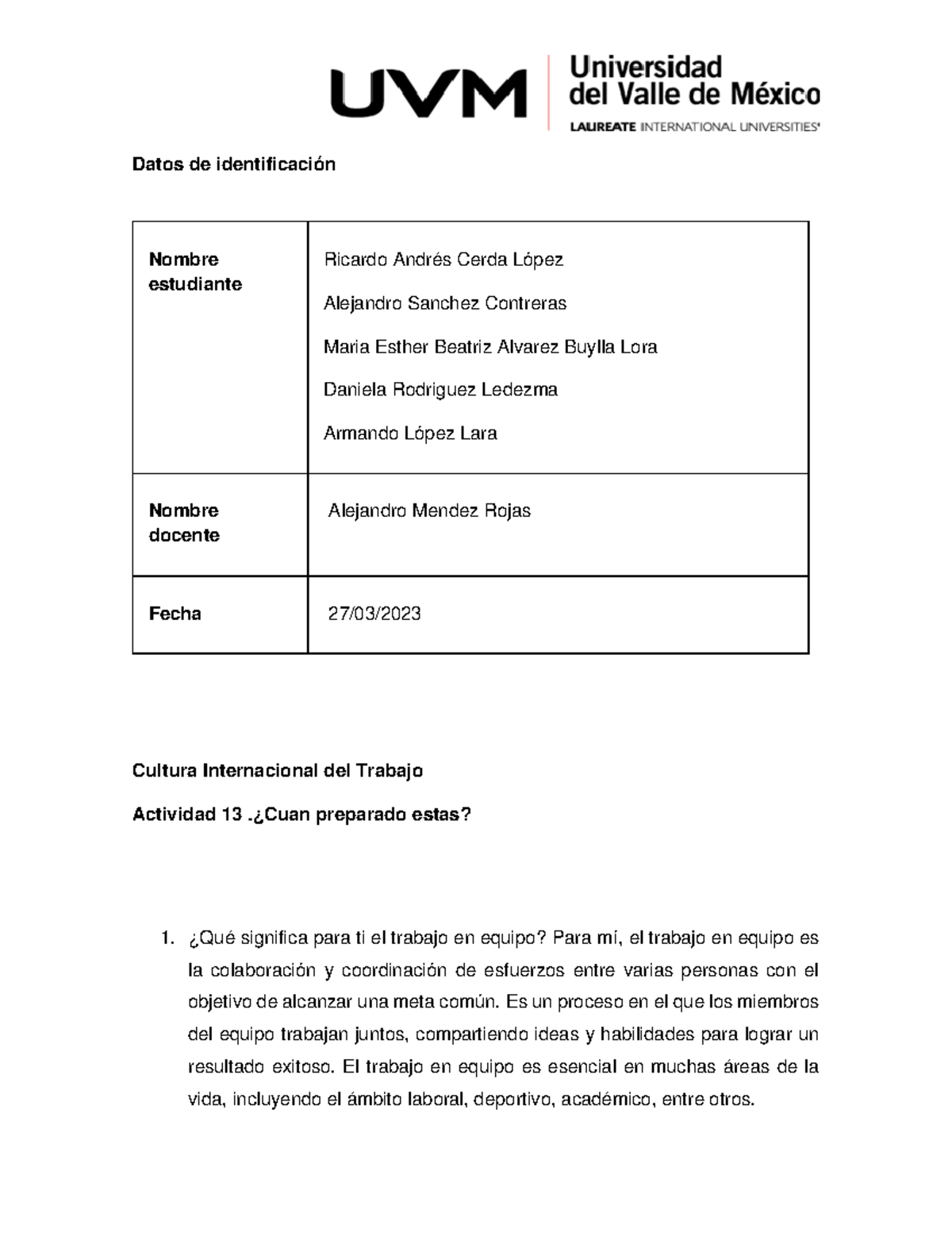 Act13 EQ12 - ASASDASD - Datos de identificación Nombre estudiante ...