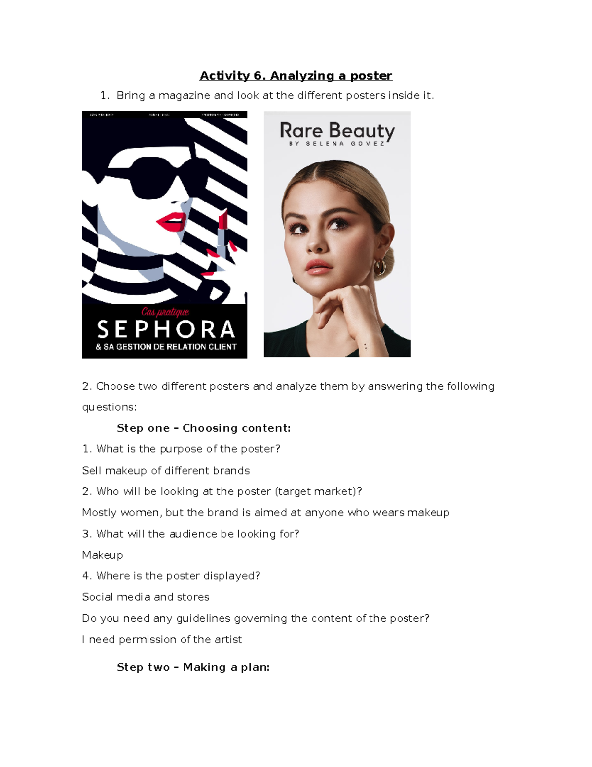 Activity 6 - Activity 6. Analyzing a poster Bring a magazine and look ...