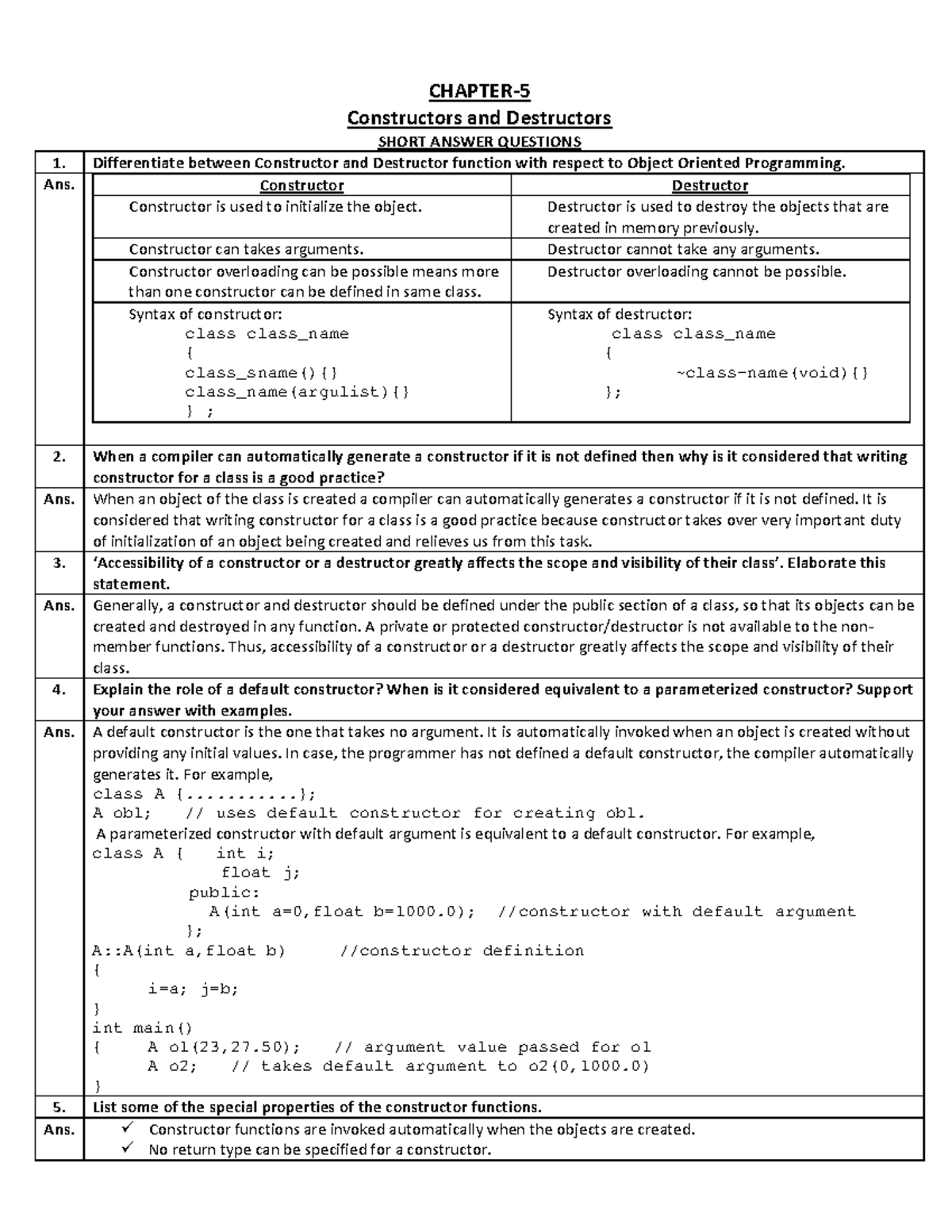 5 6321176512263356766 - CHAPTER- Constructors and Destructors SHORT ...