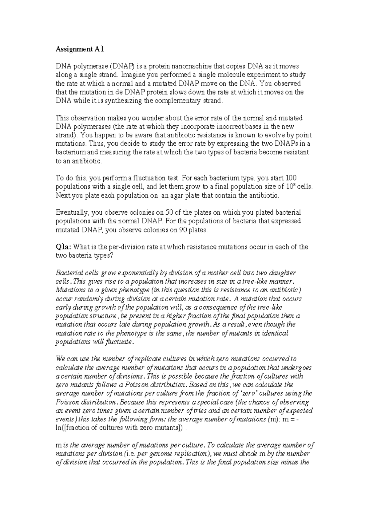 Compulsory declarations, Evolution, Questions and Answers, Assignment A1 - Assignment A DNA ...