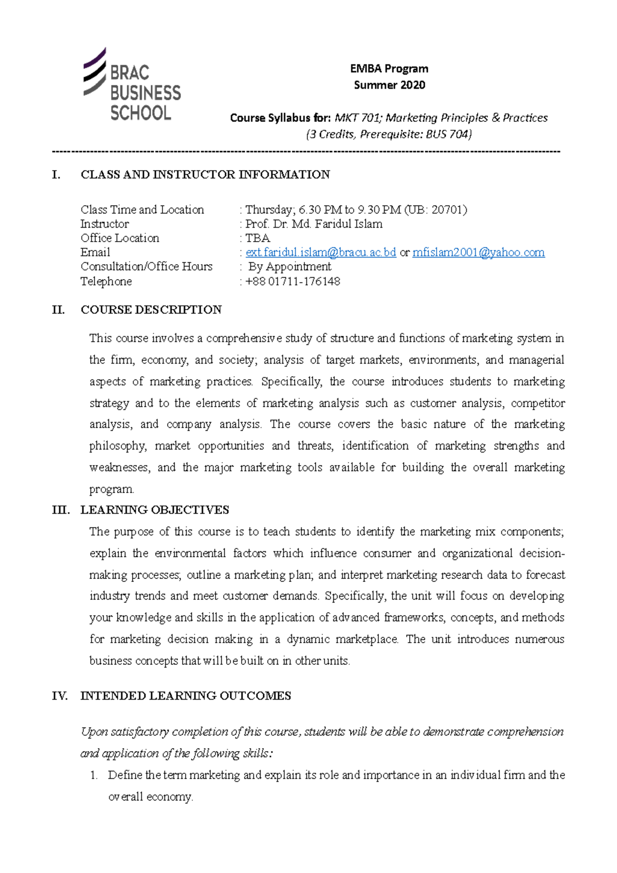 CO MKT 701 SUM 2020 - CO MKT 701 SUM 2020 PRINCIPLES OF MARKETING AND ...