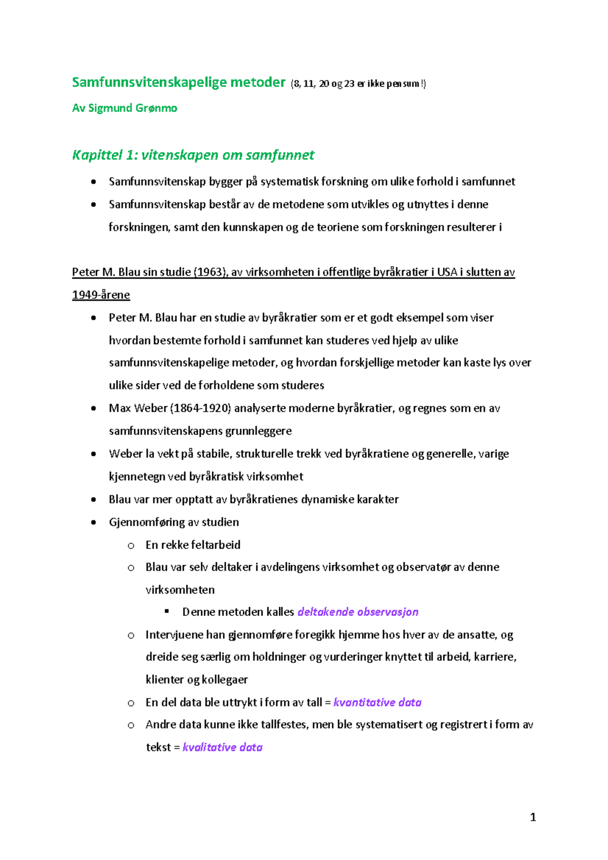Notater fra Samfunnsvitenskapelig metode av Grønmo - MET102 - UiB - Studocu