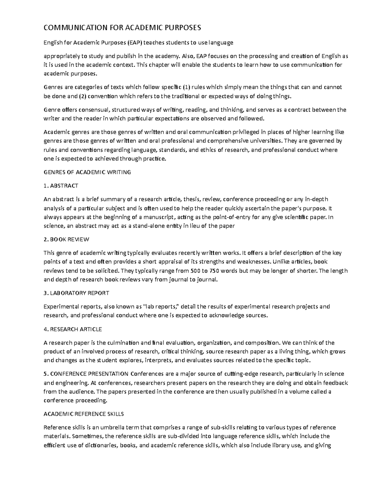 ENG 3A Chapter 9 Communication FOR Academic Purposes - COMMUNICATION ...